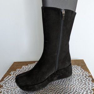 Kelton | Shoes | Brand New Black Suede Platform Wedge Casual Dress ...